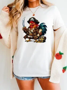Star Oaks Farm | Shirts | Rooster Pirate Tshirt Graphic Tee Adult ...